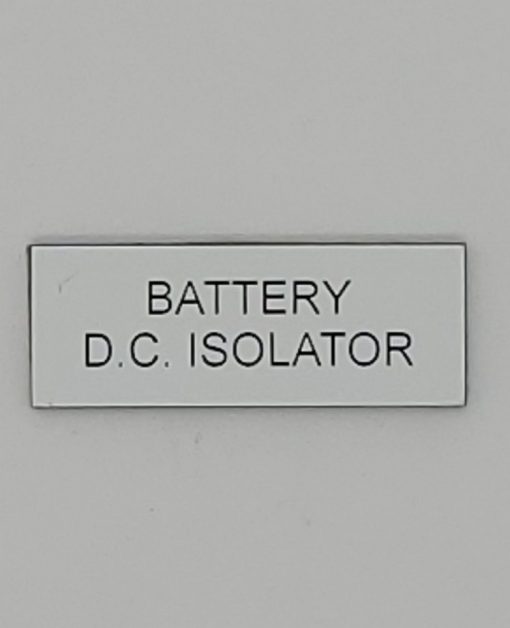 Solar Label “BATTERY D.C. ISOLATOR” 30mm X 15mm – Make Your Mark Engraving
